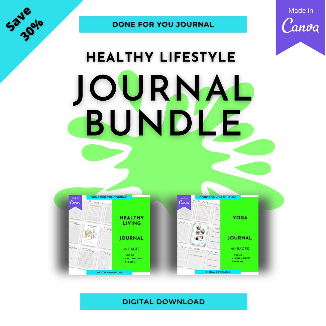 Healthy Lifestyle Journals Bundle | Done for You Journal Canva ...