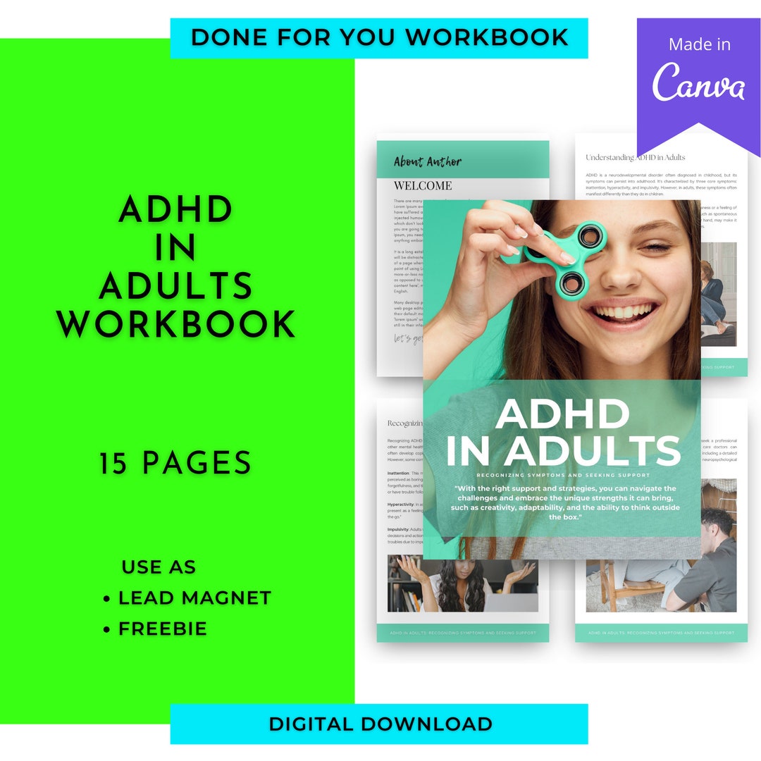 ADHD in Adults | Done for You Workbook Canva Templates Digital Download ...
