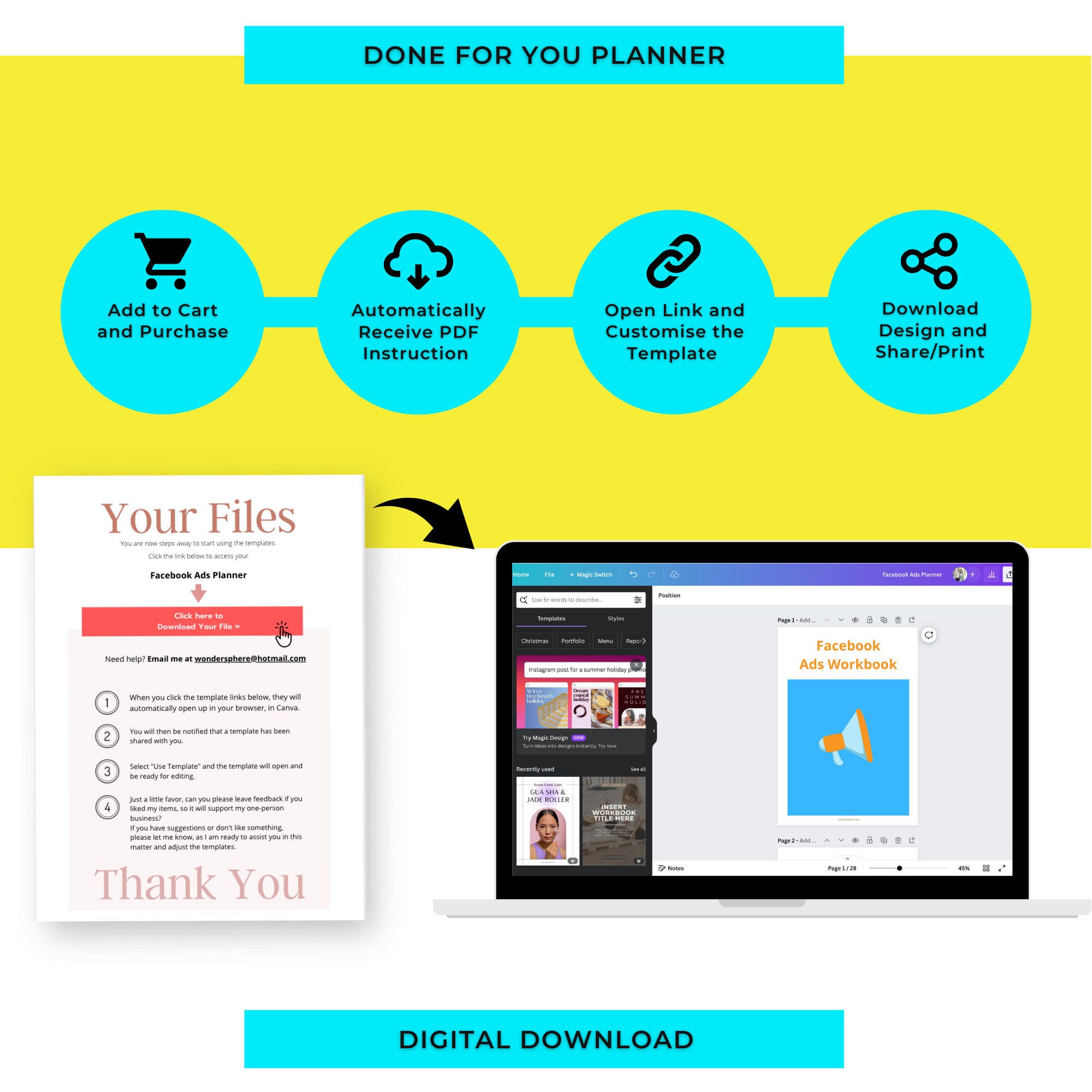 Facebook Ads Planner | Done for You Planner Canva Templates Digital ...