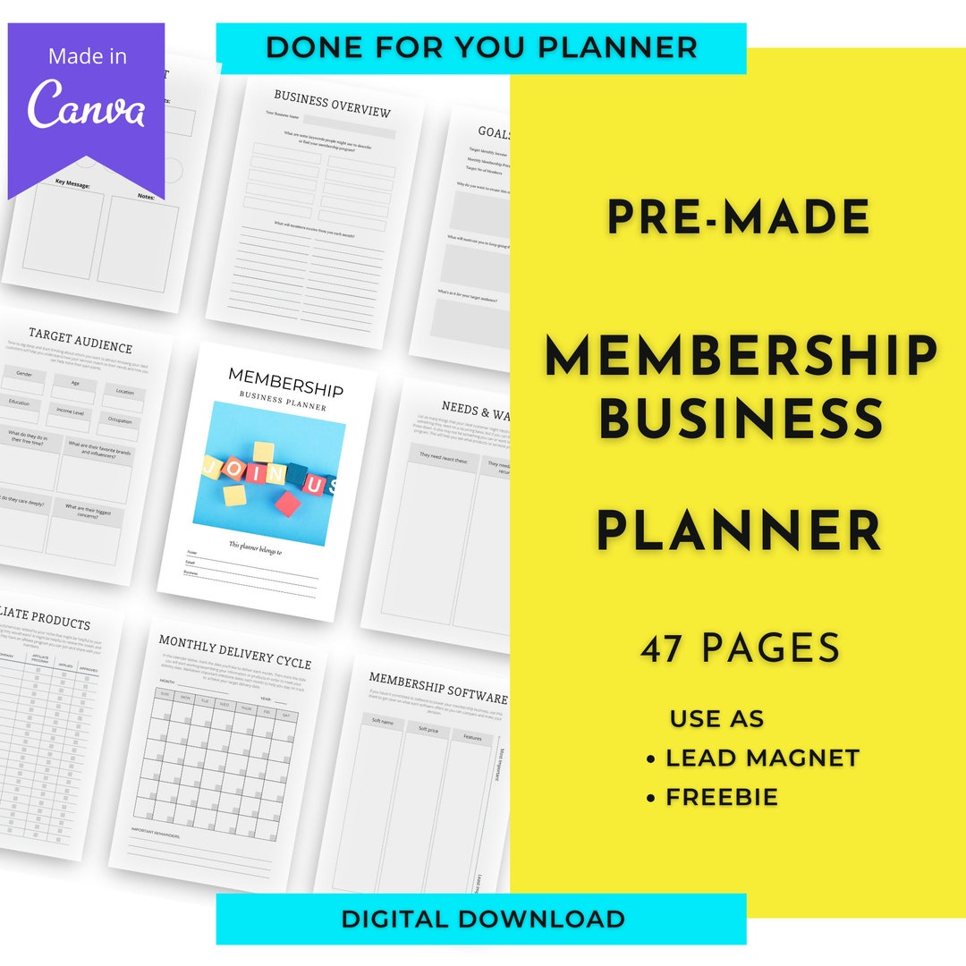 Membership Business Planner | Done for You Planner Canva Templates ...