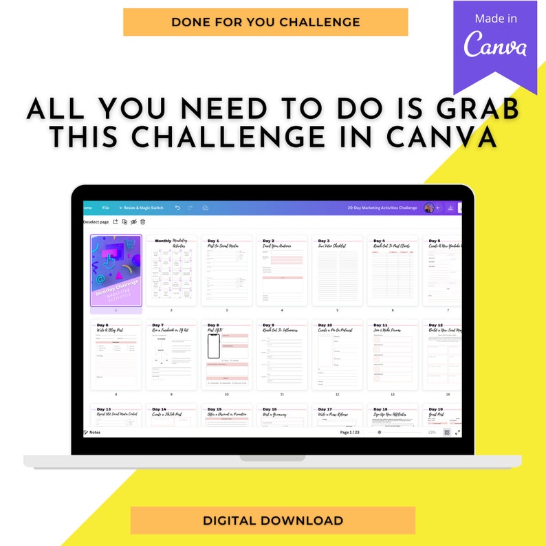 20-day Marketing Activities Challenge | Done for You Visual Task Quest ...
