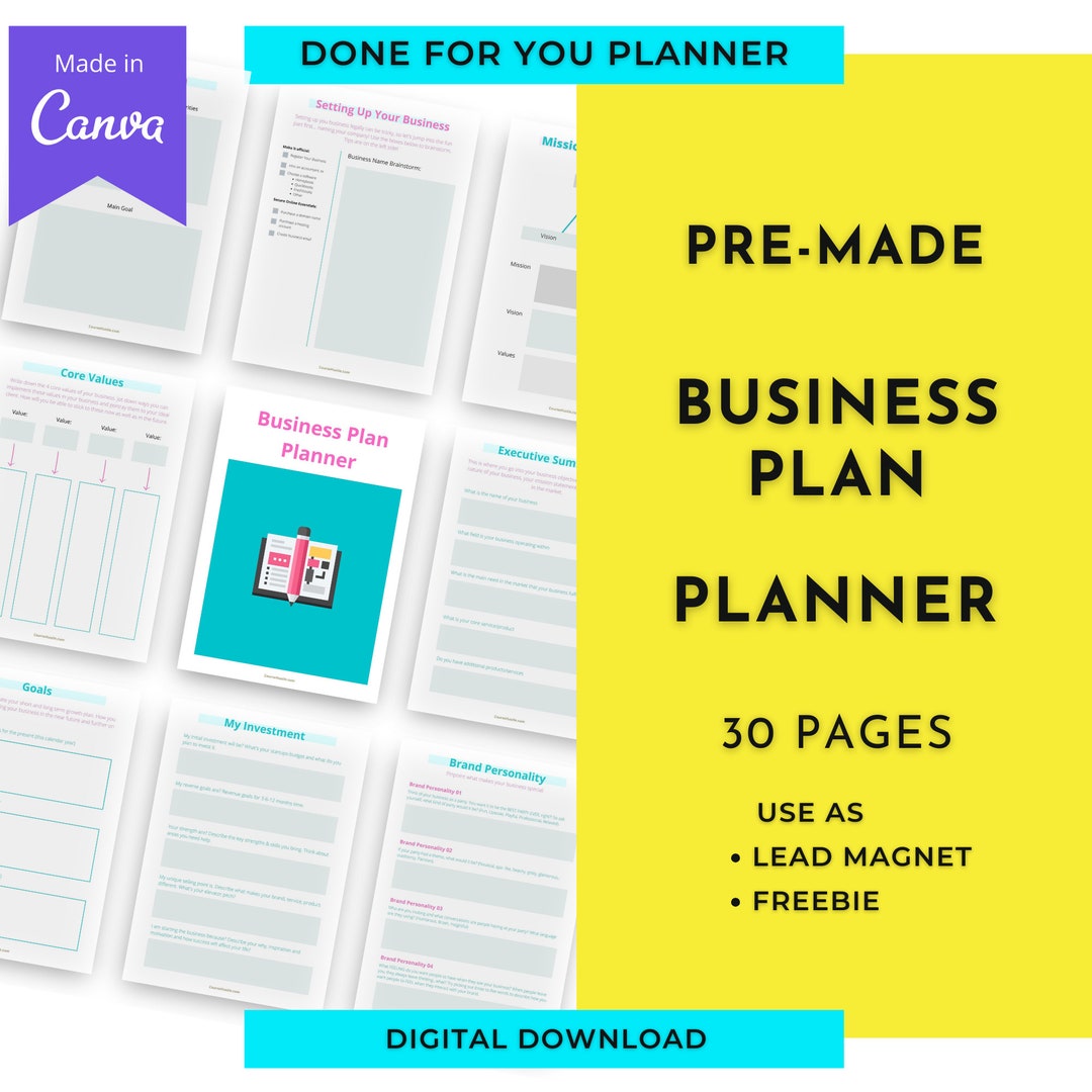 Business Plan Planner | Done for You Planner Canva Templates Digital ...