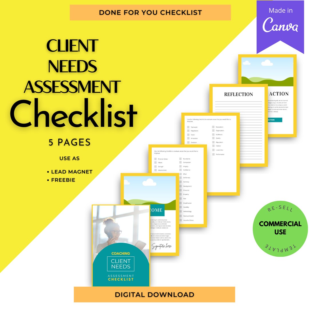 Client Needs Assessment | Done for You Visual Task Creativity Canva ...
