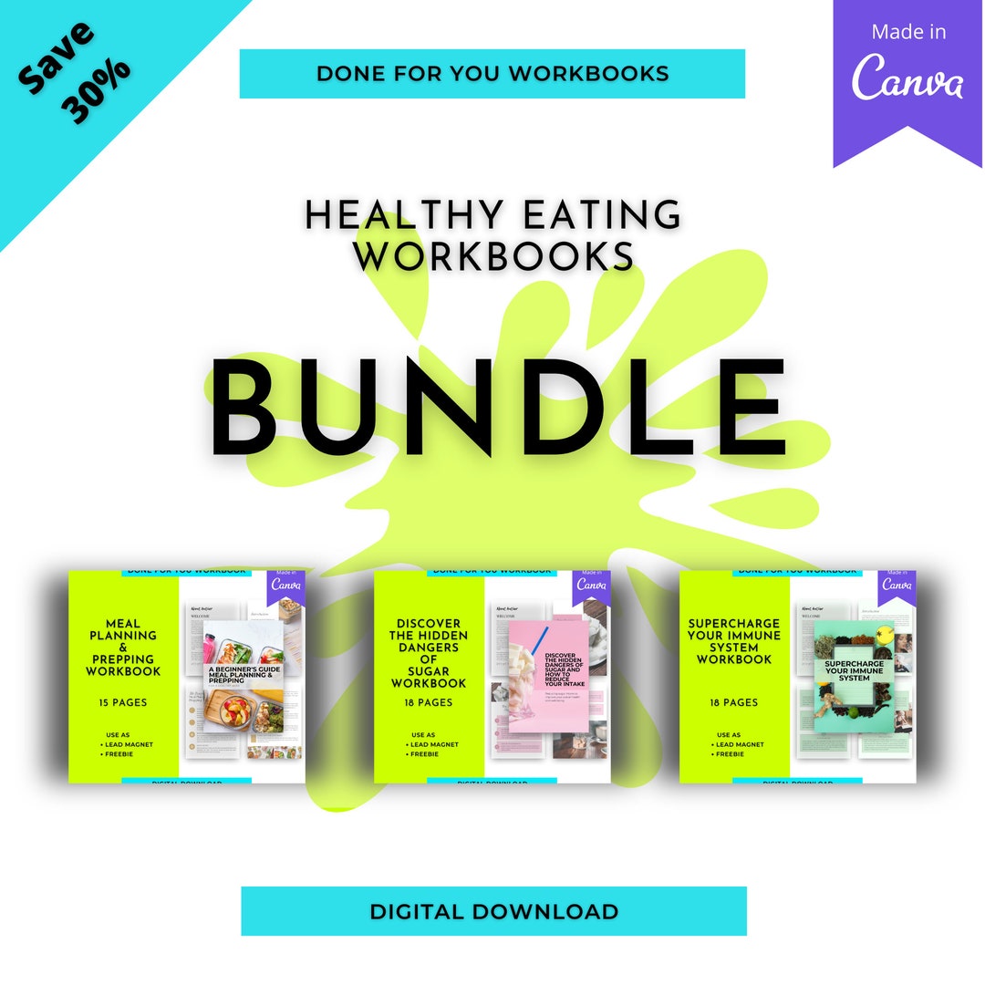 3 Healthy Eating Workbooks BUNDLE | Done for You Workbook Canva ...