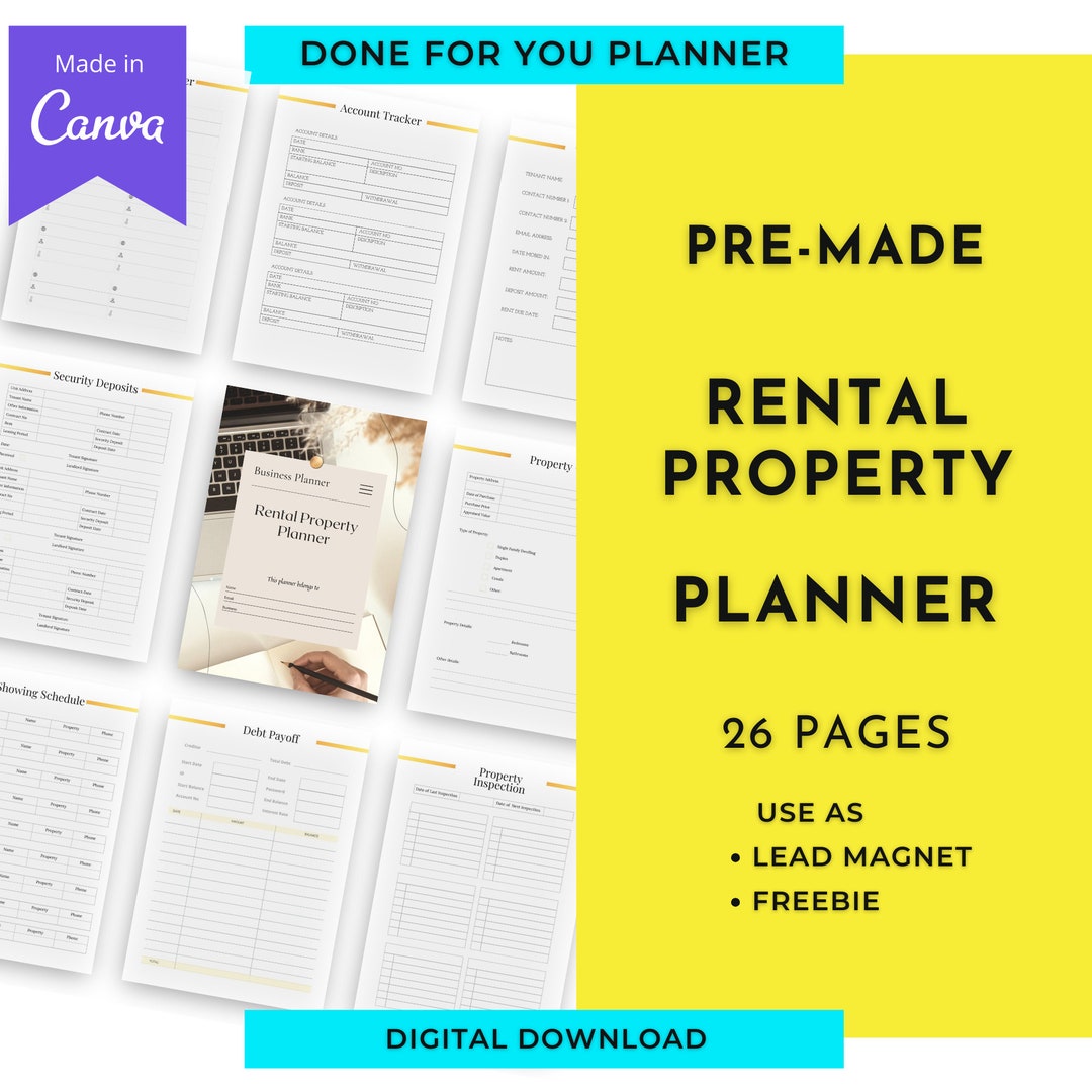 Rental Property Planner | Done for You Planner Canva Templates Digital ...