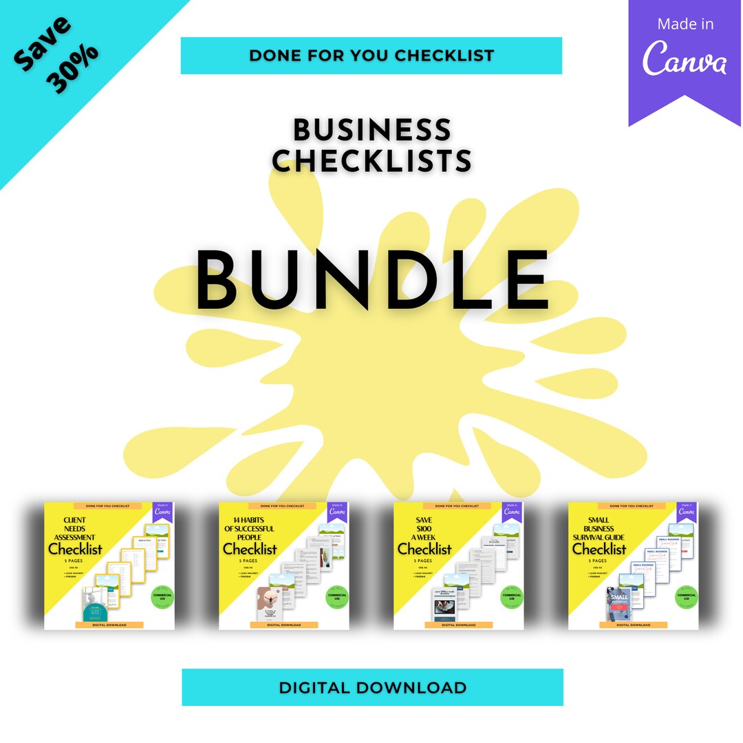Business Checklists Bundle | Done for You Visual Task Creativity Canva ...