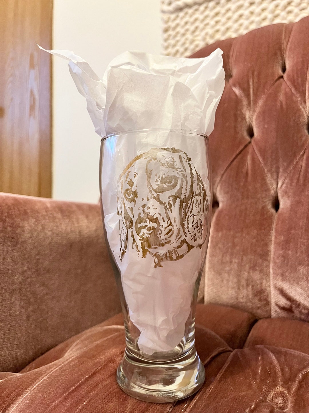 Etched•custom Pet Wine Glass•custom Beer Pilsner Glass • Glass Jar W ...