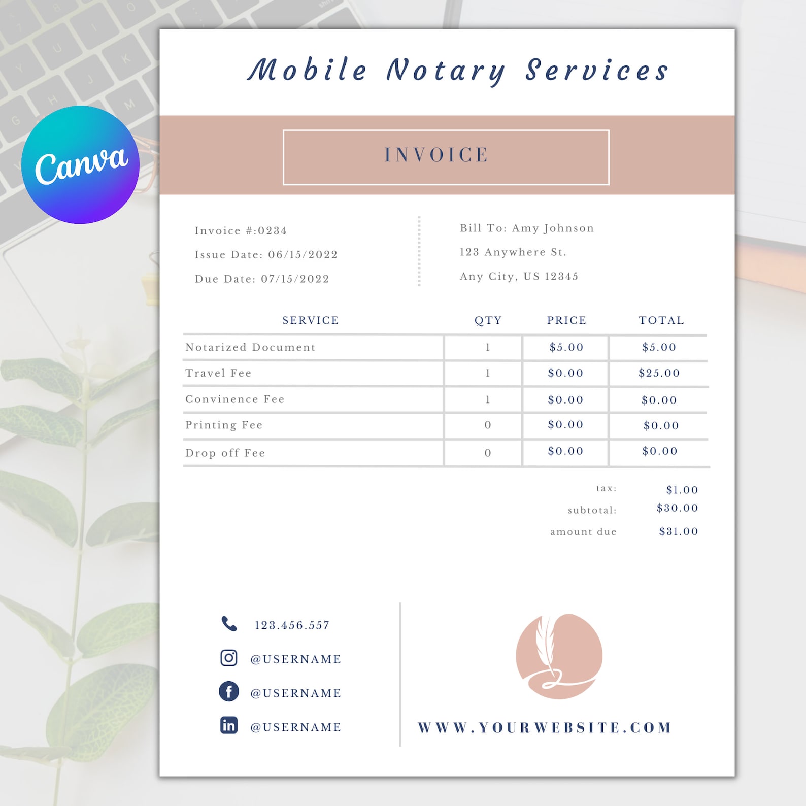 Notary Customizable Invoice Template, Notary Public, Signing Agent ... Notary Customizable Invoice Template, Notary Public, Signing Agent ...