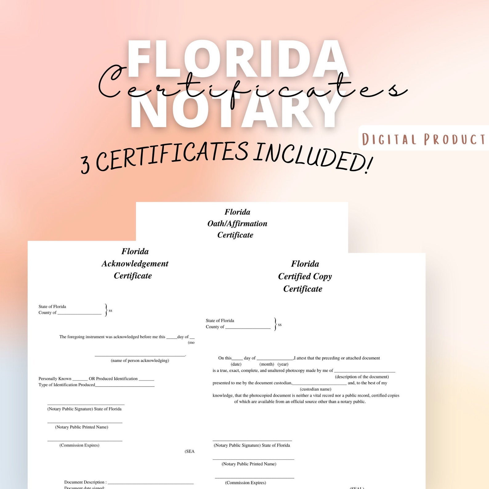 Florida Notary Certificates, Notary Public, Signing Agent, Notary Forms ...