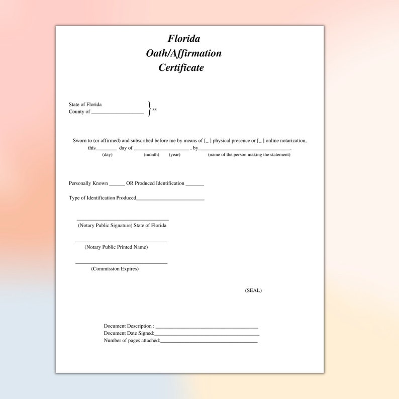 Florida Notary Certificates, Notary Public, Signing Agent, Notary Forms ...