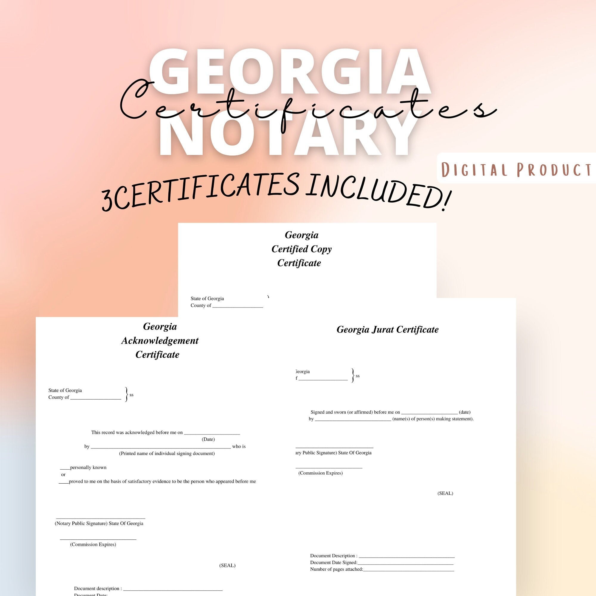 Georgia Notary Certificates, Notary Public, Signing Agent, Mobile ...