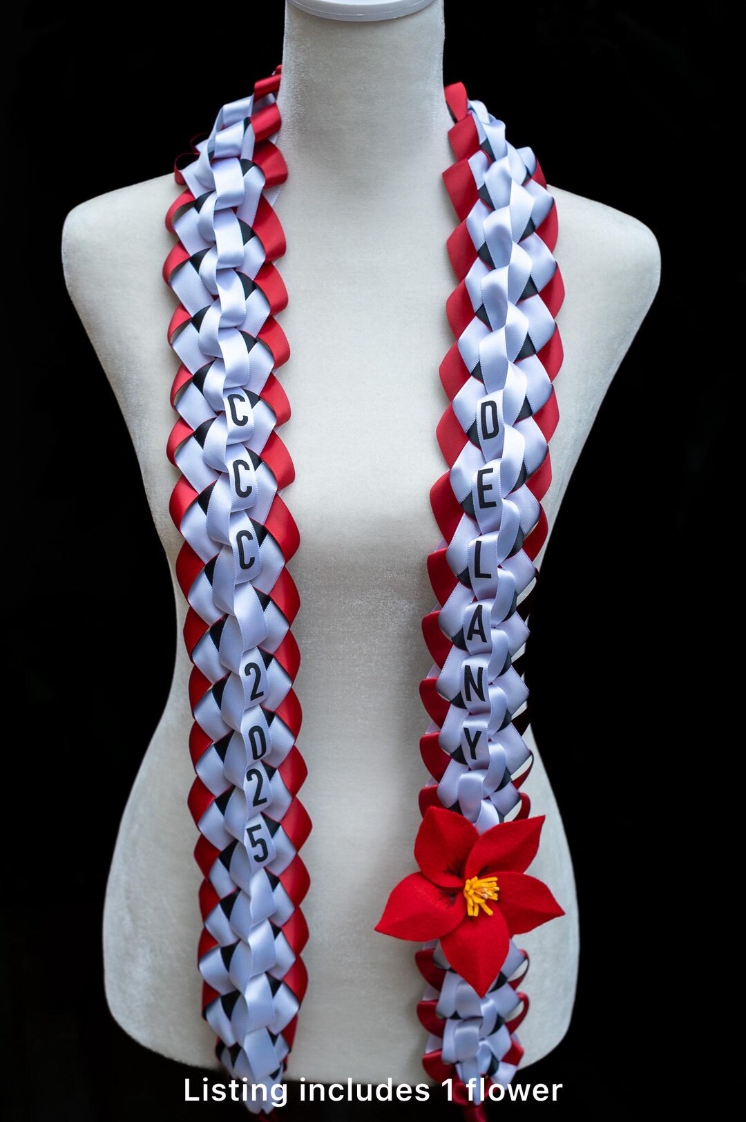 Premium Graduation Lei 2026 With Flower | Double Braided Ribbon Lei (3 ...