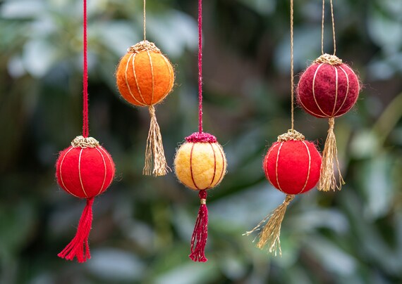 Chinese New Year Red Lantern Garland Gong Xi Fa Cai Good Luck Ornaments 5 Lanterns Etsy
