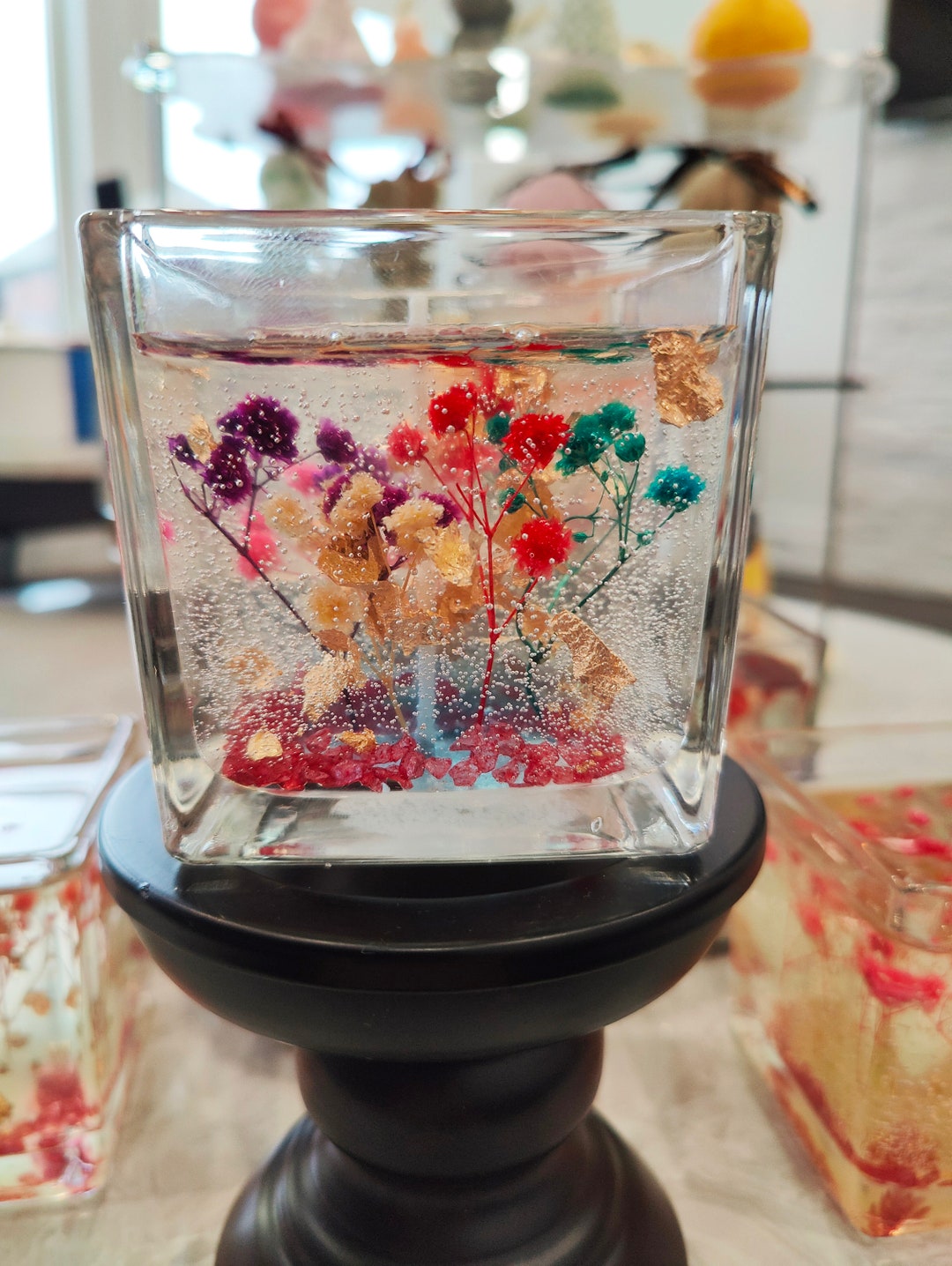 Real Dried Flower Gel Candle: 100% Essential Oil, Handmade Home Decor ...