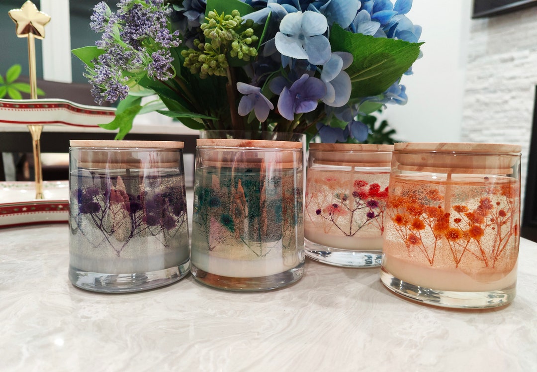 Real Dried Flowers Transparent Gel Candle - 7oz | Jelly Candle ...