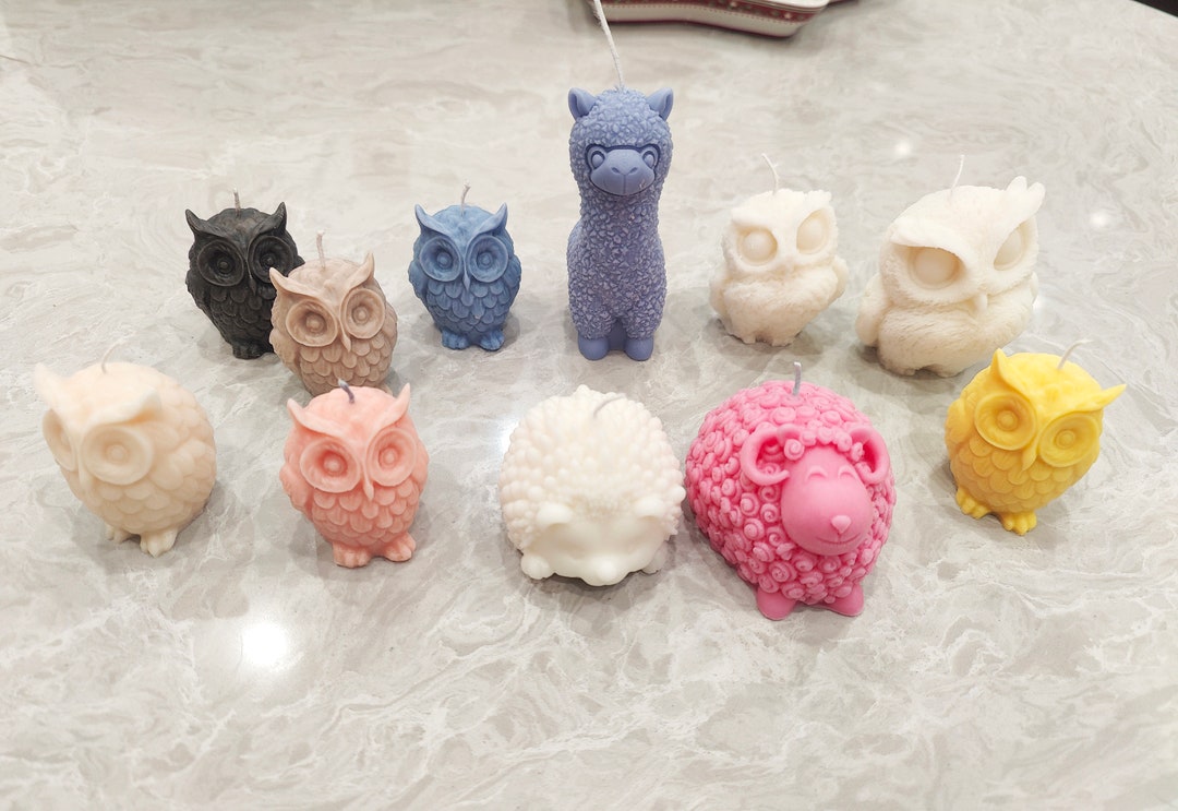 Cute Animals Candle Owl, Sheep, Hedgehog, Alpaca Shaped Candle Custom ...
