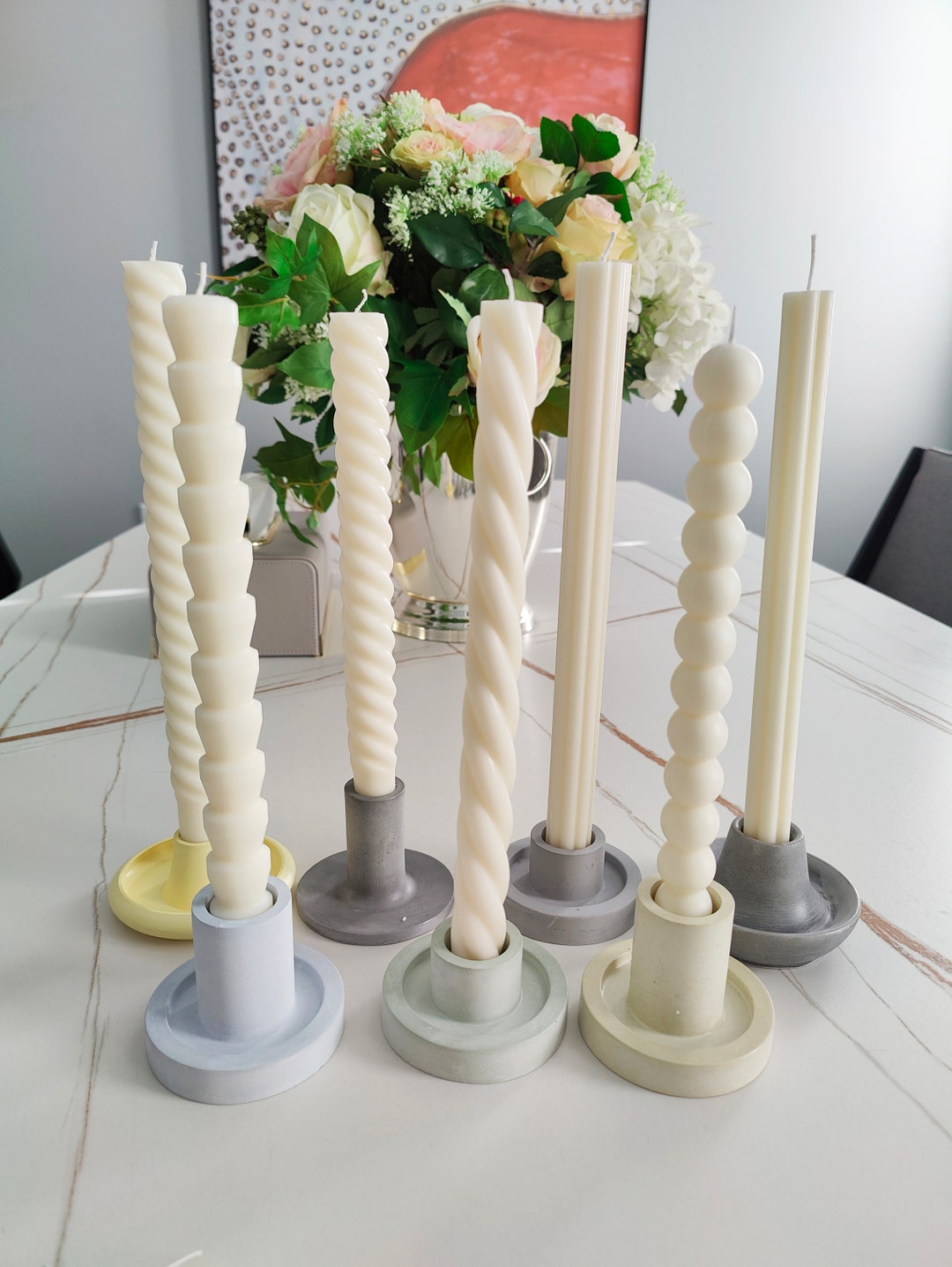 Handmade Assorted 9-10” Soy Beeswax Taper Candles: Scented Dinner ...