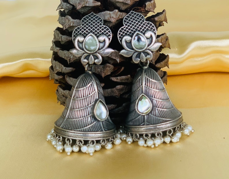 Oxidised Jumka Indian Jhumka Silver Look Alike Earring Gift for Her ...