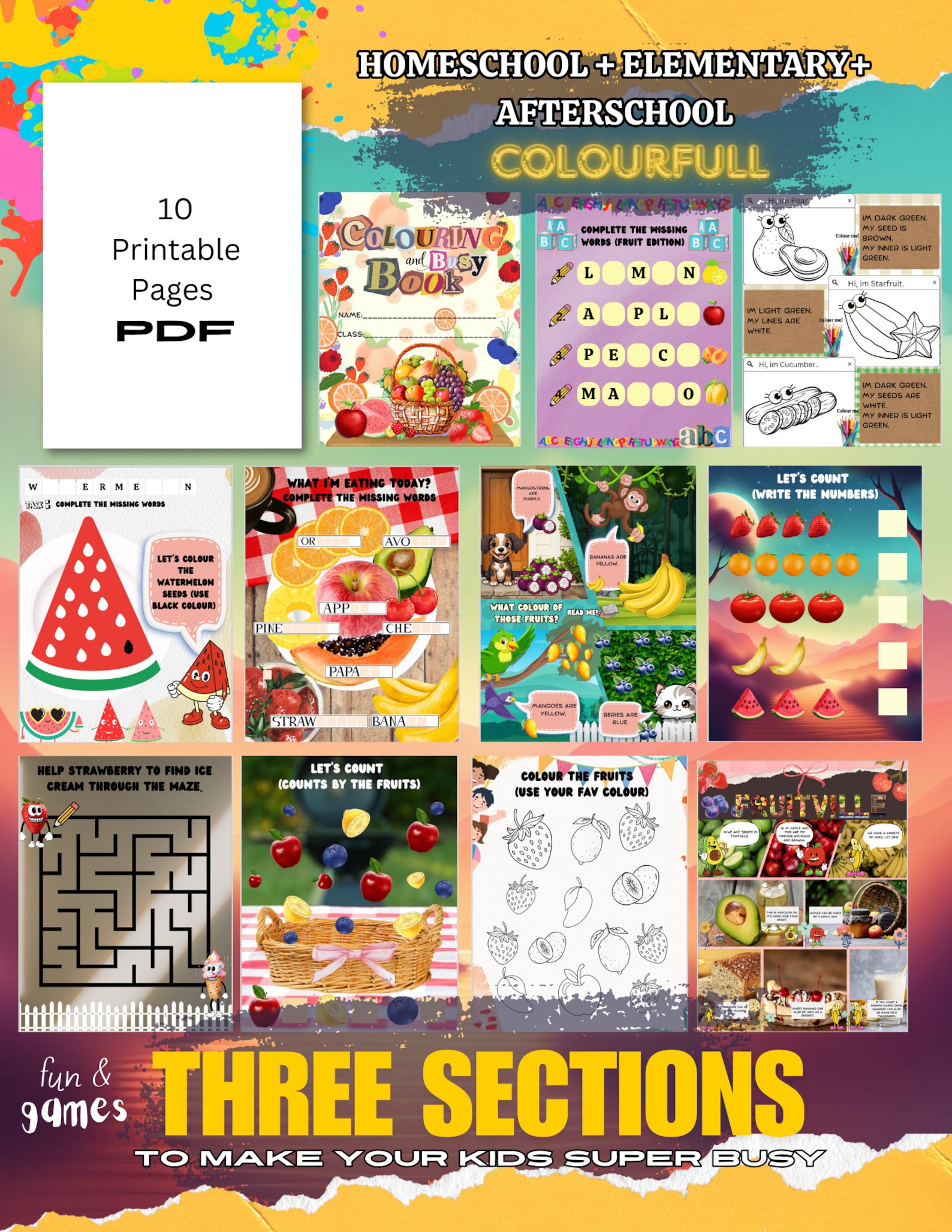 Fun Kids Colouring Book Printable Activity Pack, Instant PDF Download ...