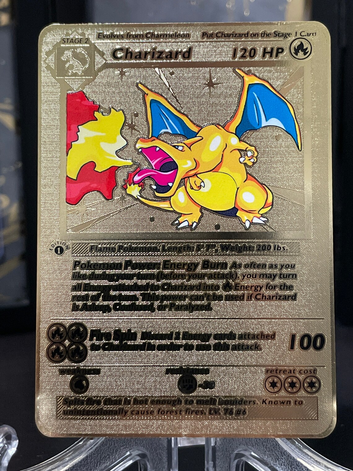 Base Set Charizard 1st Edition Gold Metal Pokemon Card - Etsy Italia