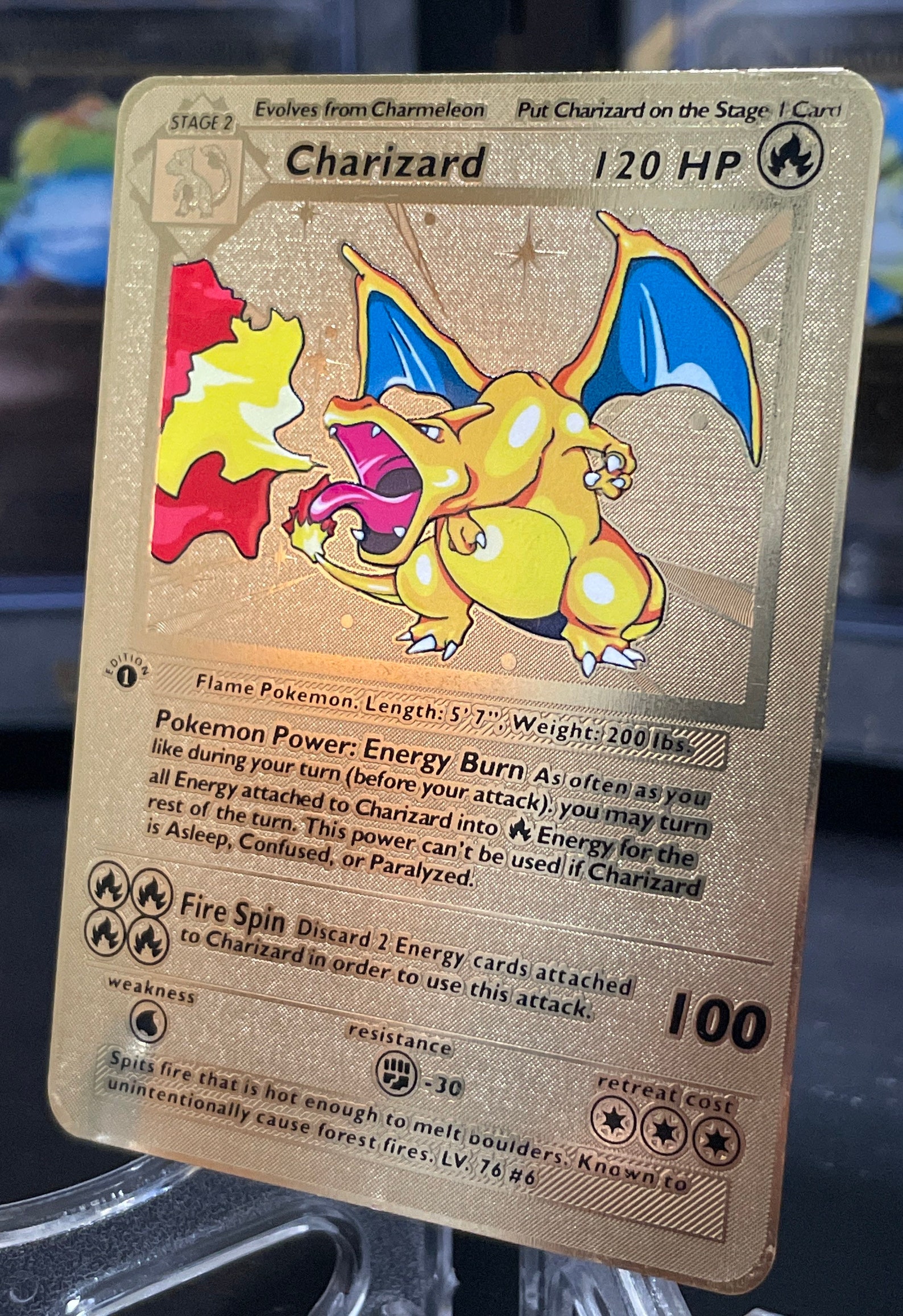 Base Set Charizard 1st Edition Gold Metal Pokemon Card - Etsy Italia
