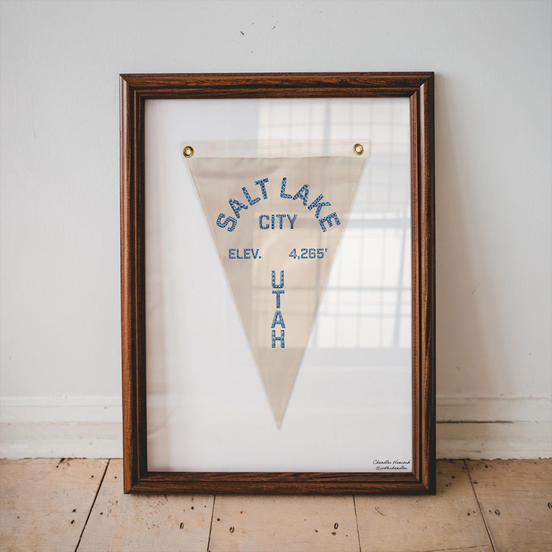 Salt Lake City Utah Art Print Pennant Flag Elevation Mountain Hiking ...