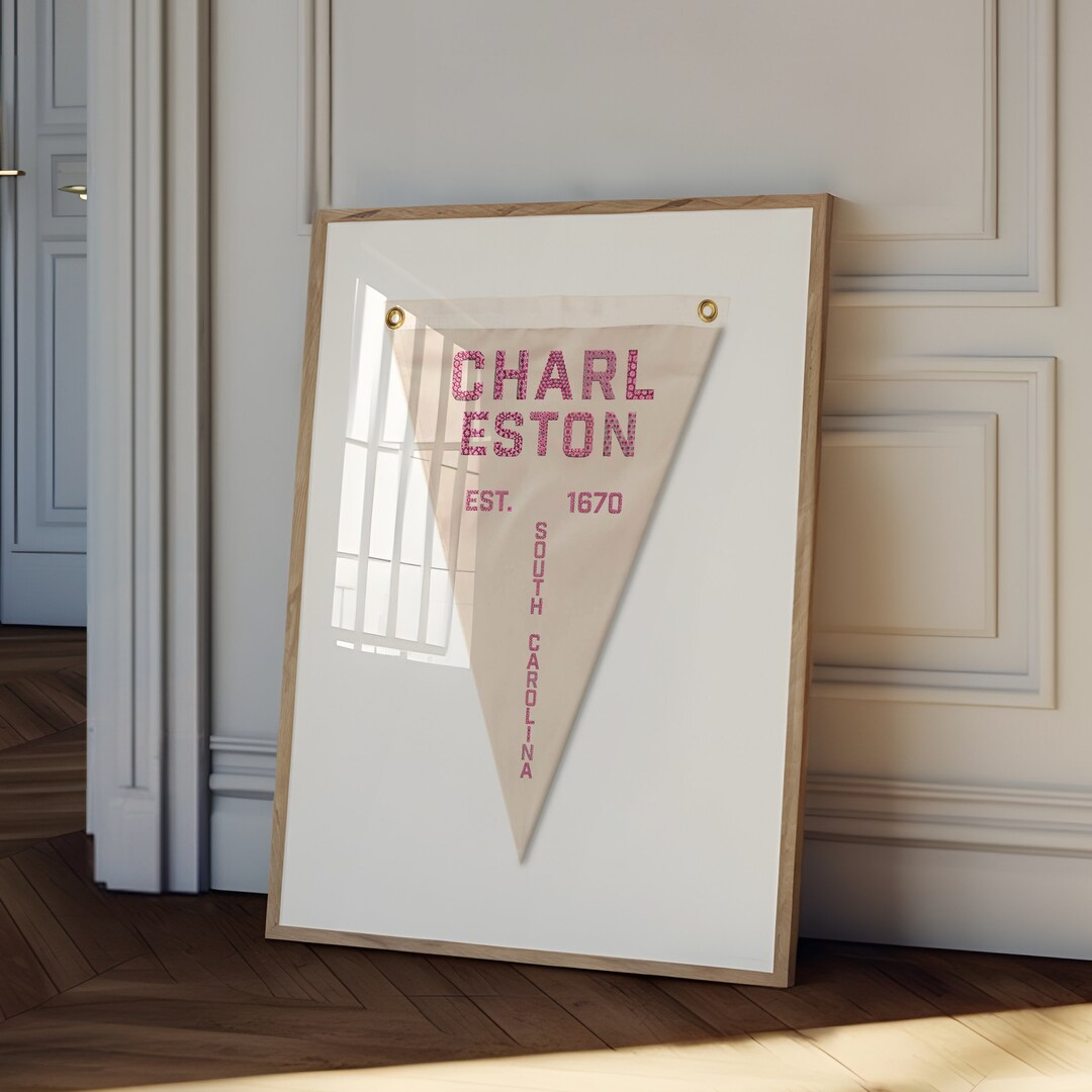 Charleston South Carolina Pink Pennant Flag Digital Download Pdf Art ...