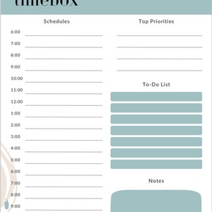 24 Hour Daily Timebox Planner, Timebox Template, Digital Planner ...