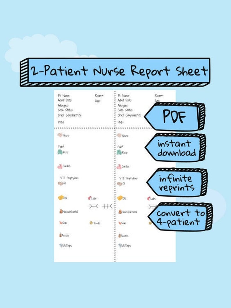 Nurse Brain Report Sheet 2 Patient Page, Medical Surgical Report Sheet ...