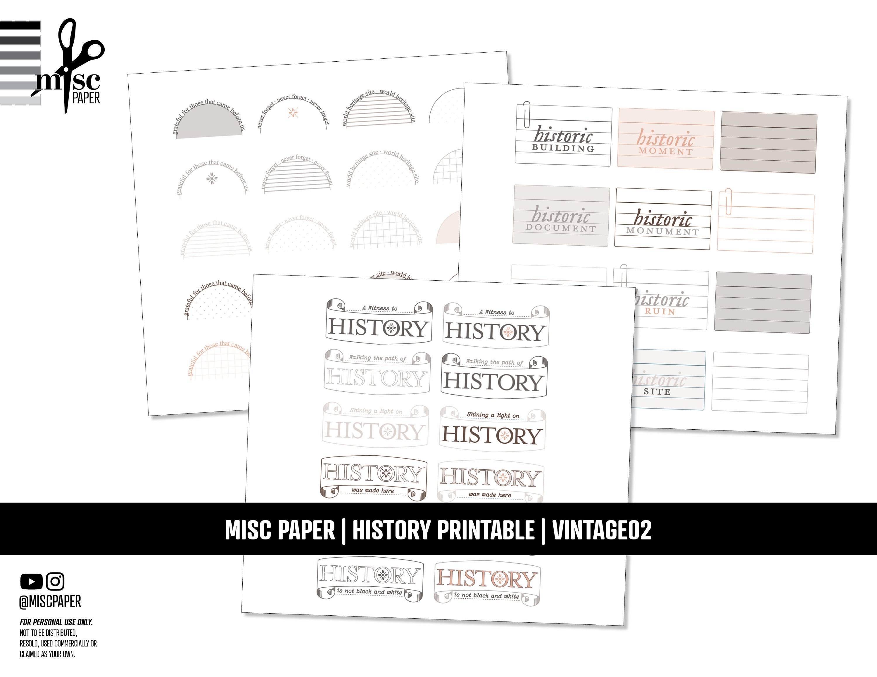 PRINTABLE History Travel Scrapbook Embellishments/titles/word Art ...