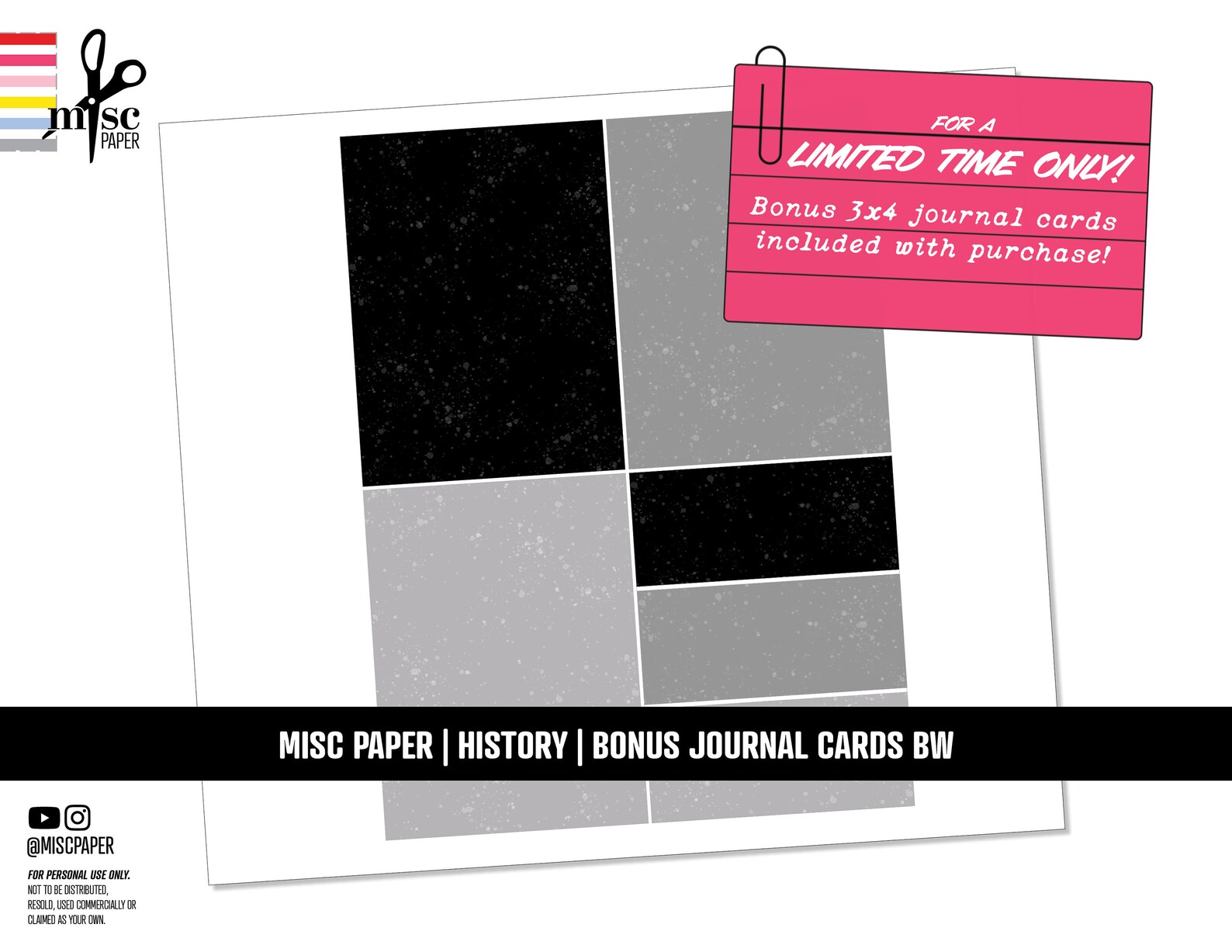 PRINTABLE History Travel Scrapbook | Journal Cards | Black & White - Etsy