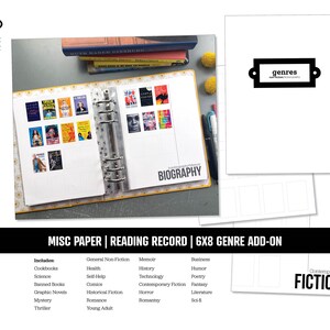 PRINTABLE 6x8 Reading Record Genres Add-on - Etsy