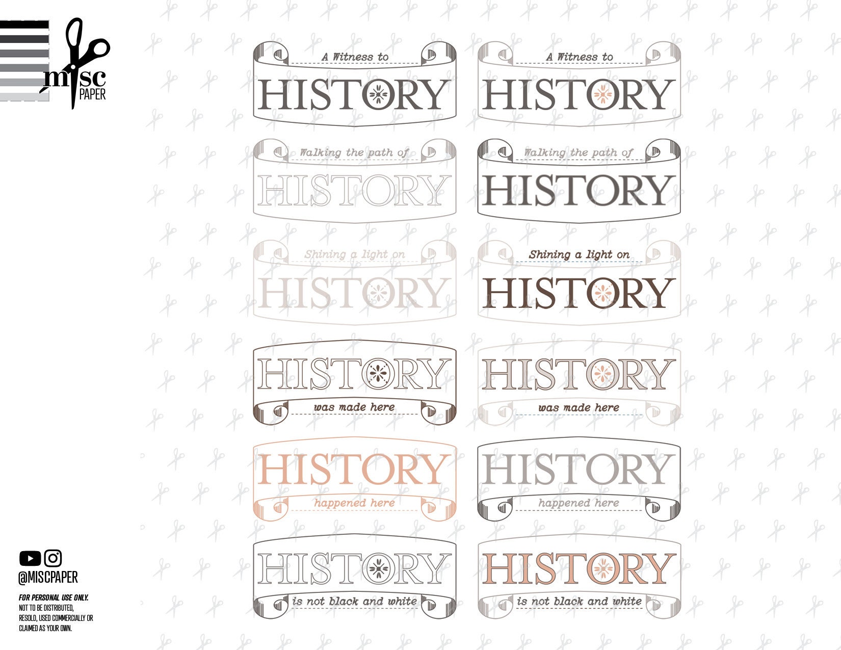 PRINTABLE History Travel Scrapbook Embellishments/titles/word Art ...