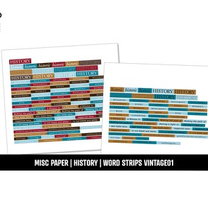 PRINTABLE History Travel Scrapbook | Word Strips Vintage 01 - Etsy