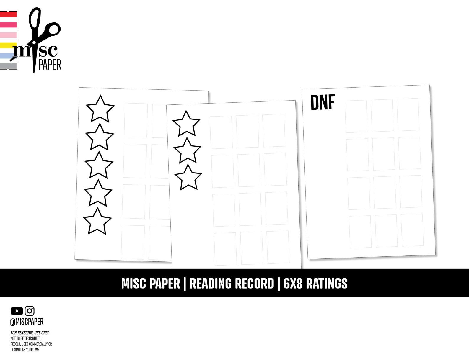 PRINTABLE | Reading Record | Star Ratings & DNF Pages - Etsy