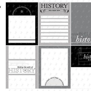 PRINTABLE History Travel Scrapbook | Journal Cards | Black & White - Etsy
