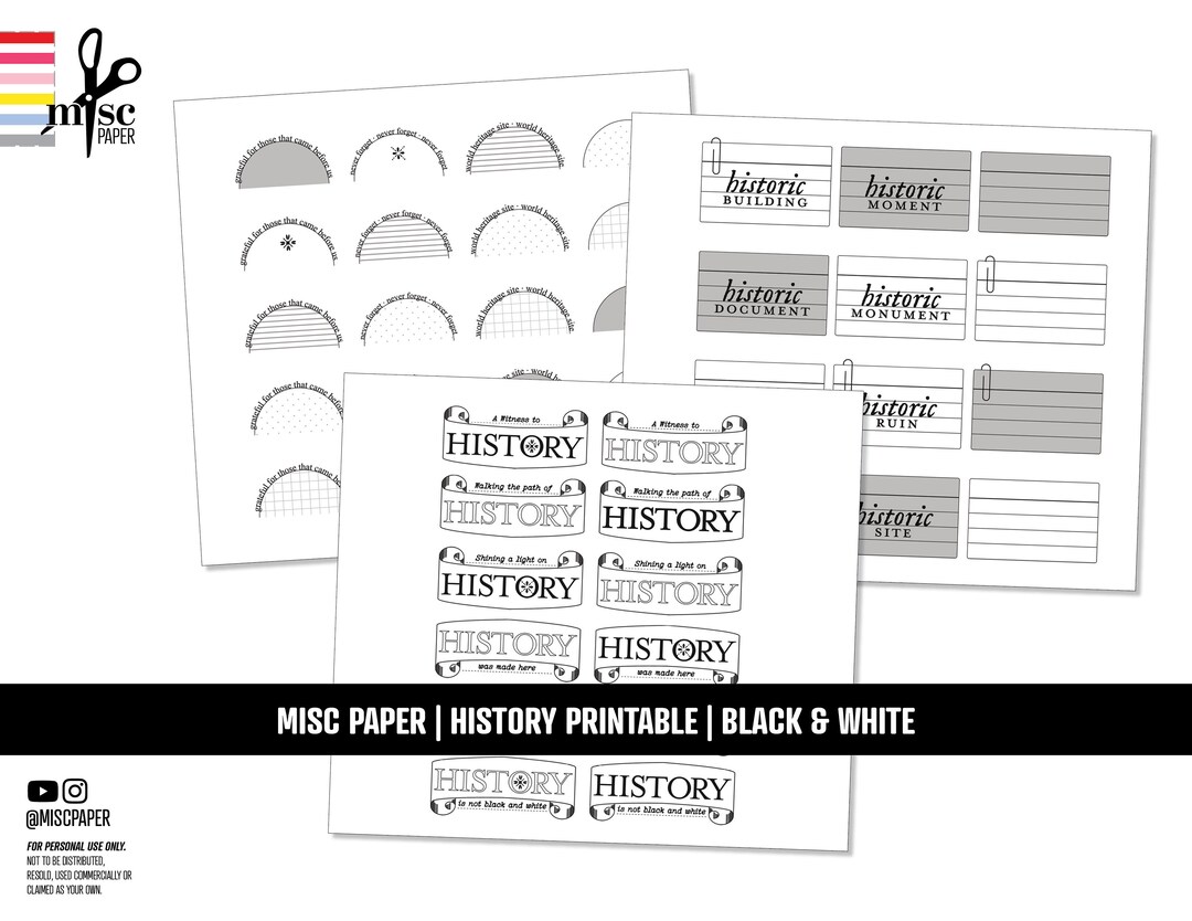 PRINTABLE History Travel Scrapbook | Embellishments/titles/word Art ...
