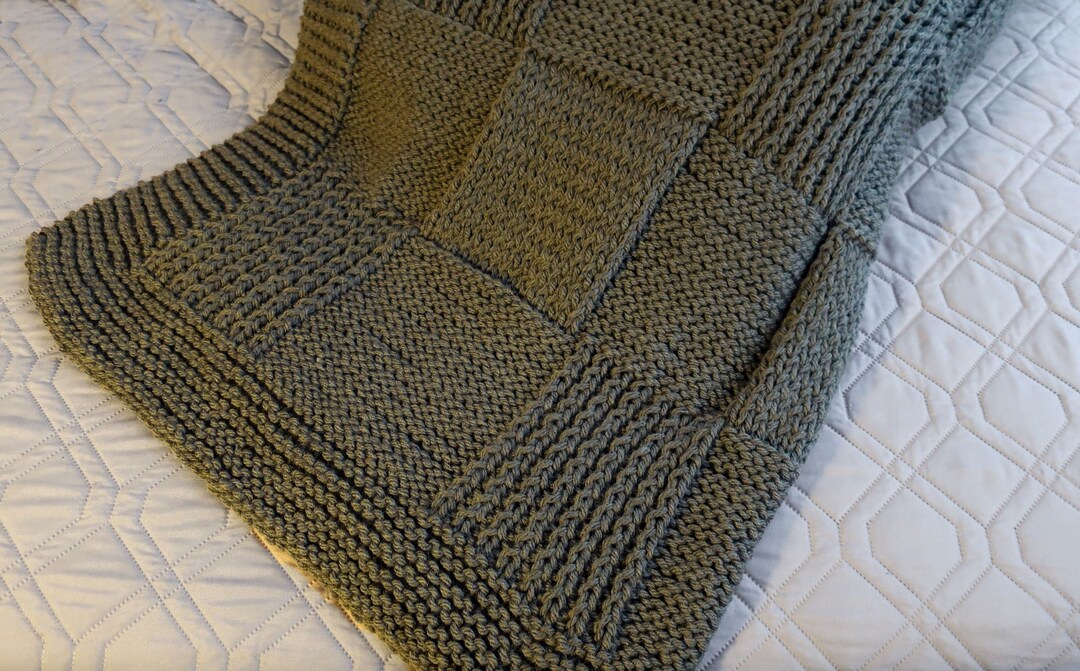 Seamless Knit Quilt - Block Pattern Knit Afghan - Etsy