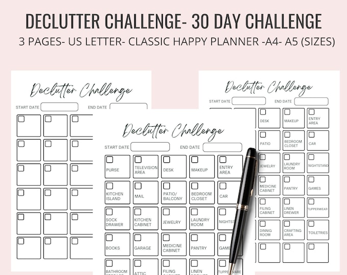 Declutter Tracker Printable 30 Day Declutter Challenge - Etsy