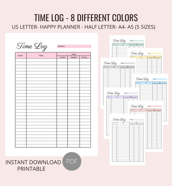 Time Log Printable Project Time Log Freelance Tracker Time | Etsy