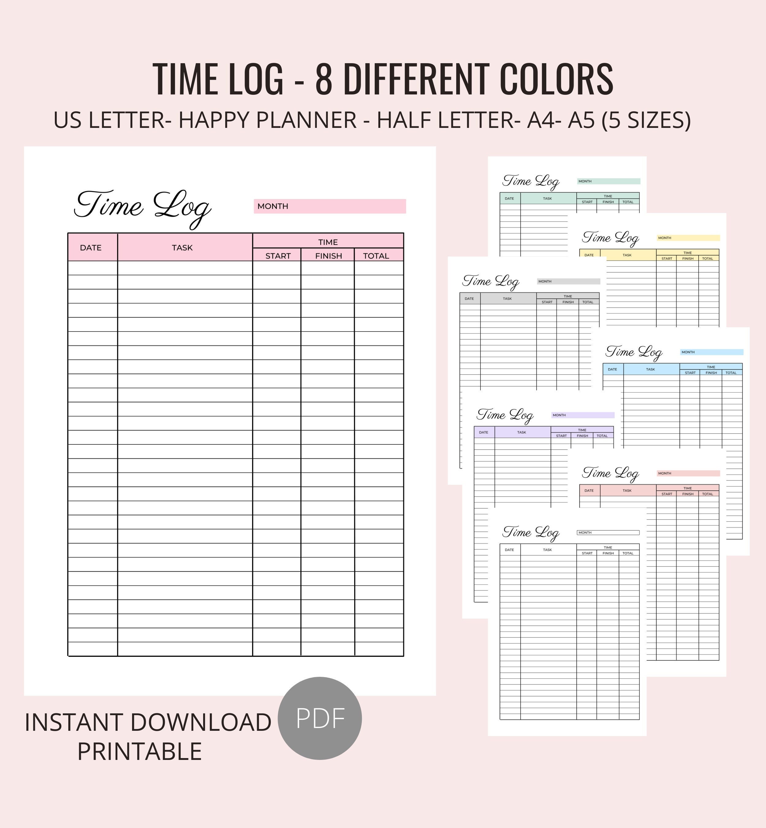 Time Log Printable Project Time Log Freelance Tracker Time - Etsy