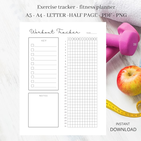 Exercise Tracker Printable Yearly Workout Tracker One Year | Etsy