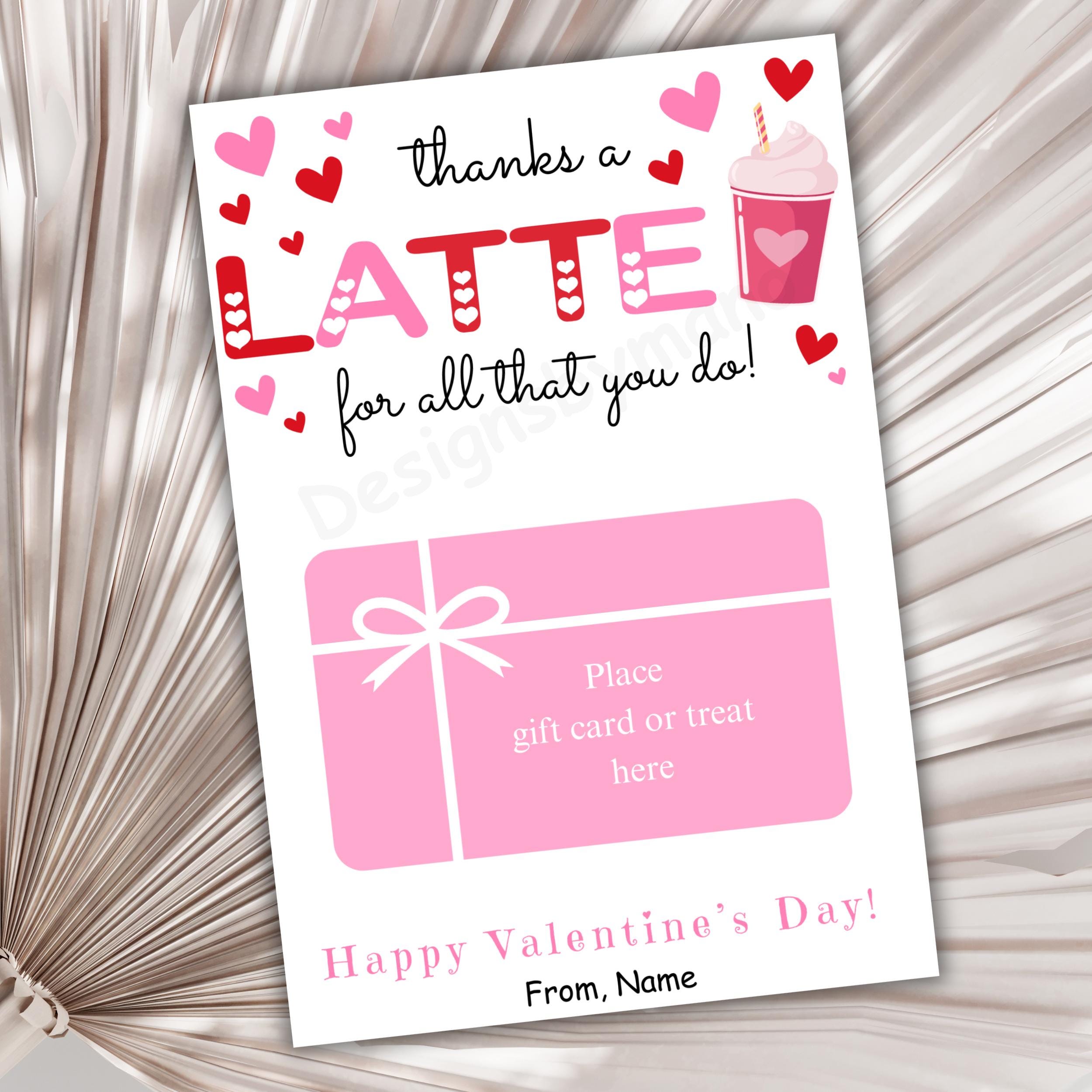 EDITABLE Teacher Valentine Gift Card Holder, Valentine Coffee Card ...