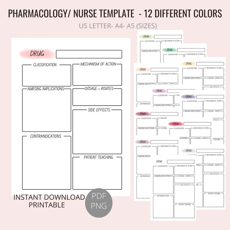 Printable Nursing Student Pharmacology, Pharmacology Notes PDF ...