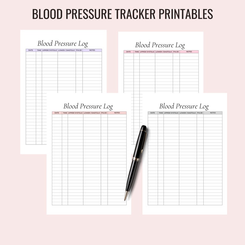 Blood Pressure Log Printable, Hypotension Tracking, BP Tracker, Heart ...