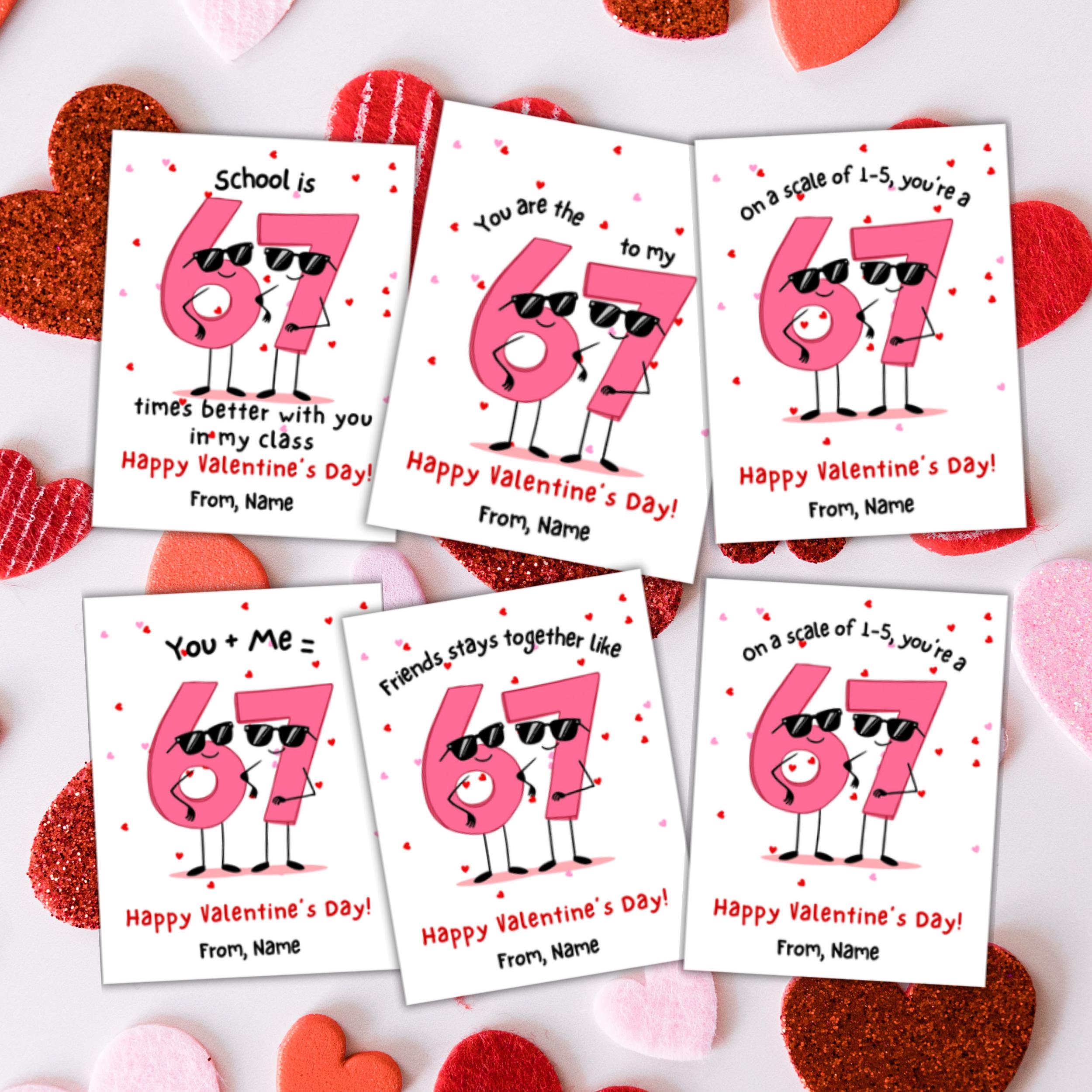 67 Valentine Cards for Kids Tweens, Pink 6 7 Valentine's Day Cards ...