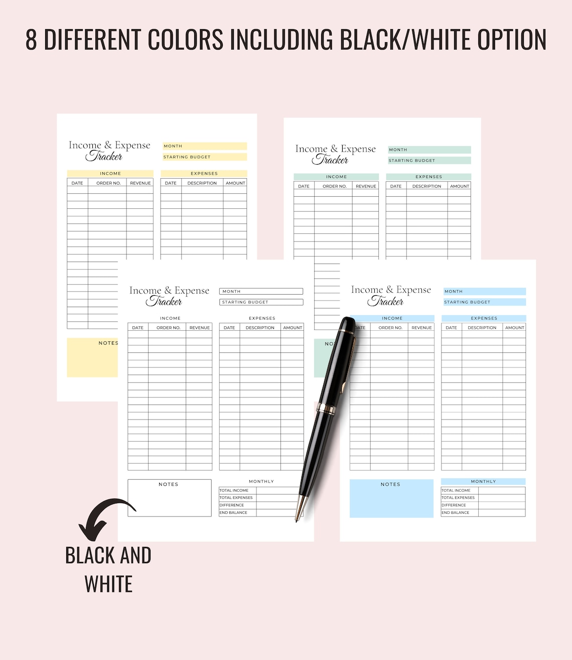 Income and Expense Tracker Printable, Minimal Financial Log, Small ...