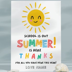 Summer Teacher Appreciation Gift Tag Template, Editable Sunshine Thank ...