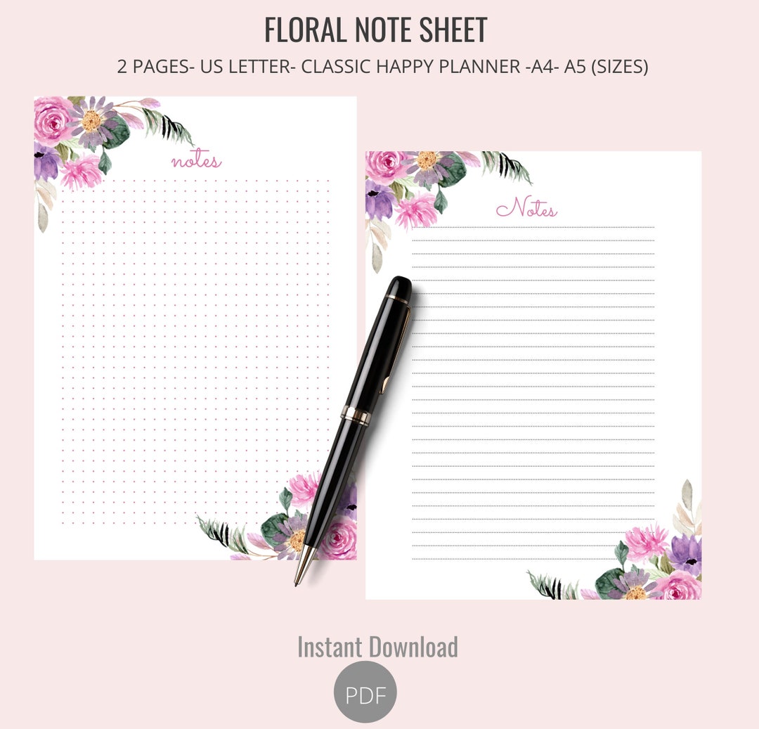 Purple Flower Printable Stationary, A4 and Letter Writing Paper ...