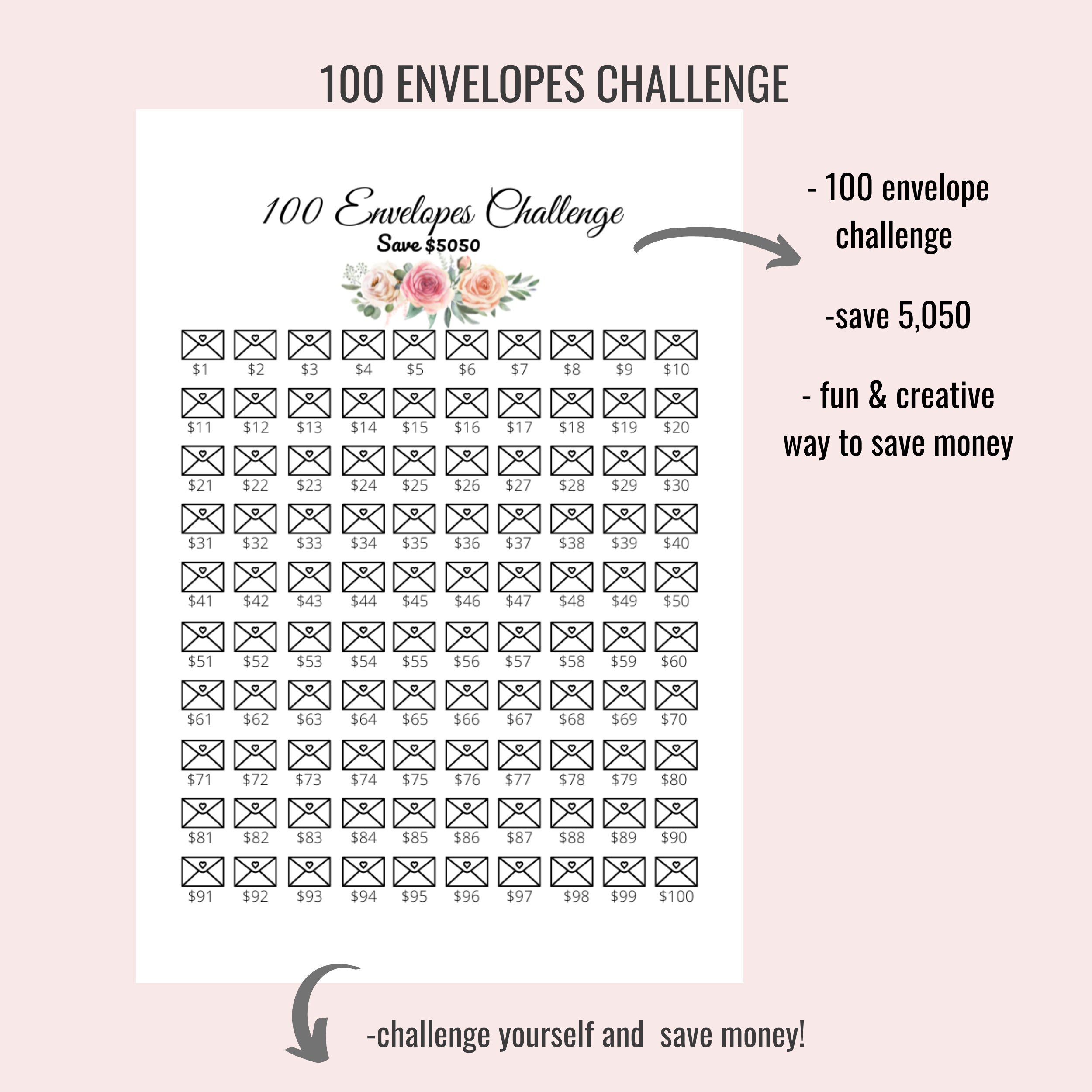 Envelope Challenge Printable, Money Savings Challenge, Digital Download ...